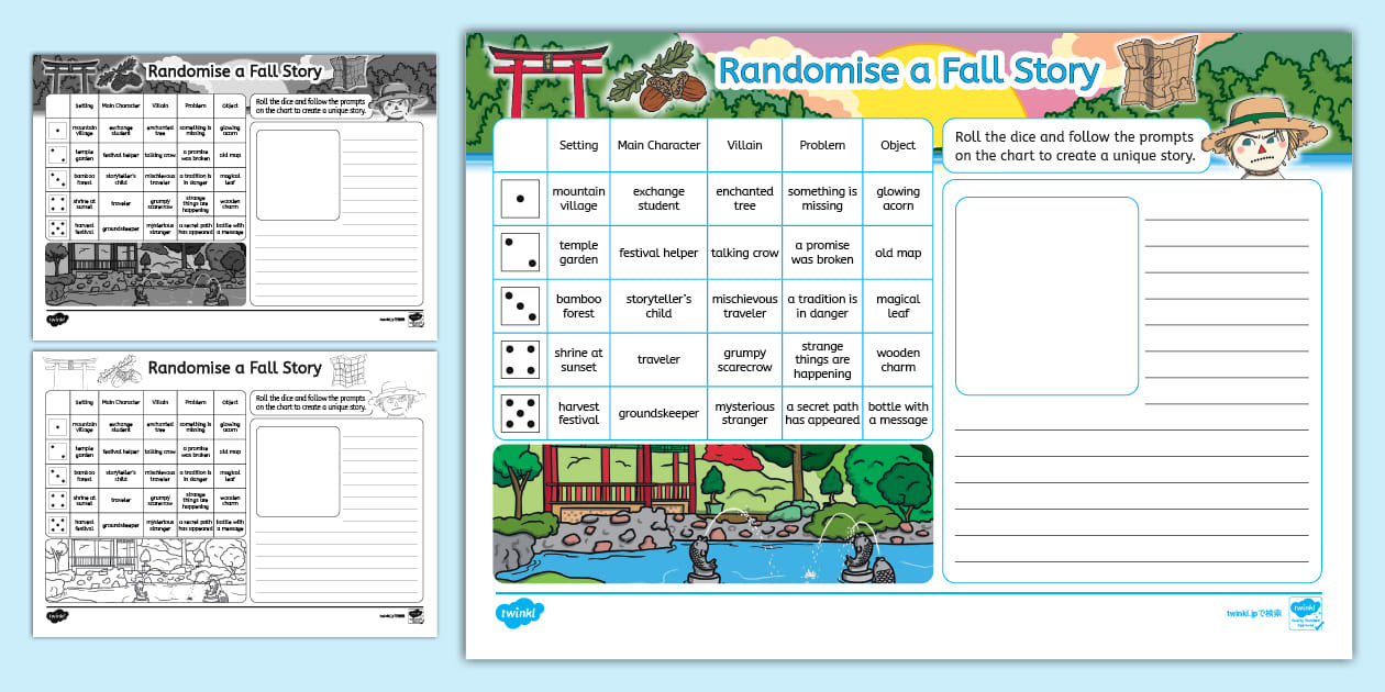 * NEW * Randomise a Fall Story Writing Template - Twinkl