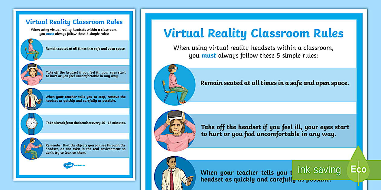 Virtual Reality Classroom Rules Display Poster - Twinkl