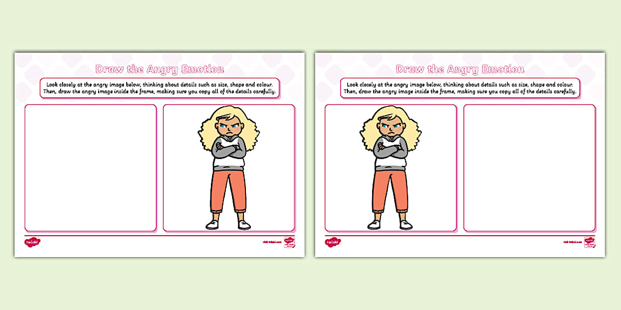 Draw the Angry Emotion Worksheet (Teacher-Made) - Twinkl