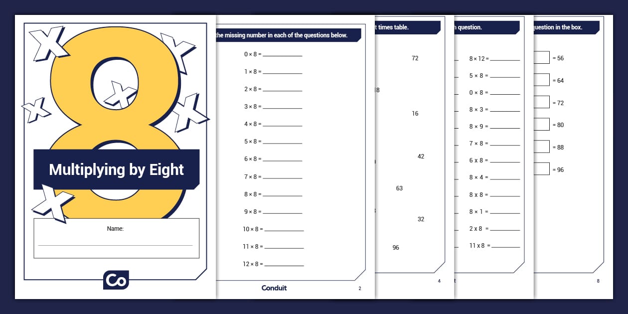 Reinforcing Number: Multiplying By 8 Activity Booklet