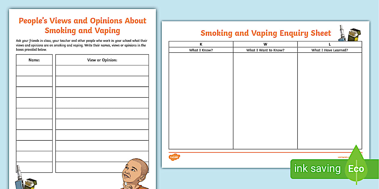 Smoking and Vaping Enquiry-Based Learning Activity - Twinkl