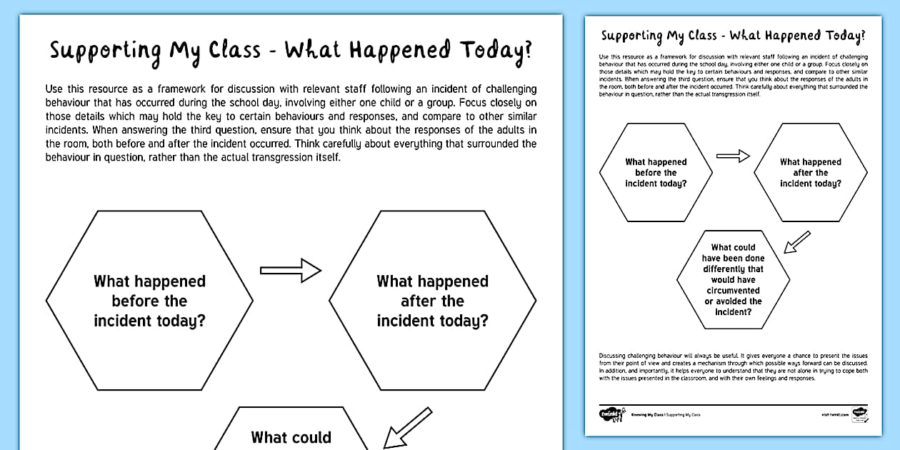 Classroom Incident Support - Adult Guidance (teacher made)