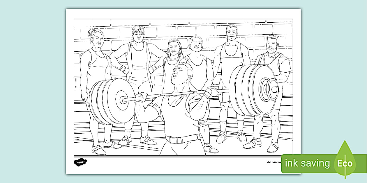 Weightlifting Colouring Page,Weightlifter - Twinkl