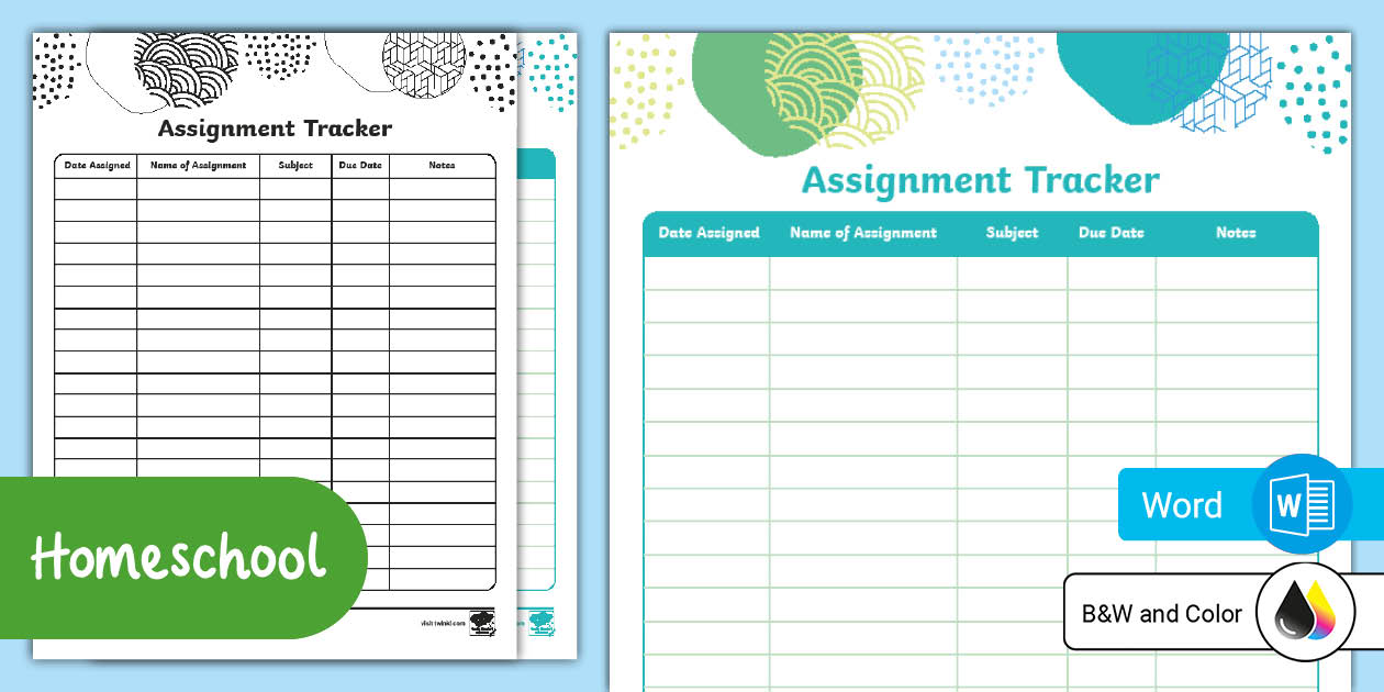 Homeschool Assignment Tracker | Resource | Twinkl USA