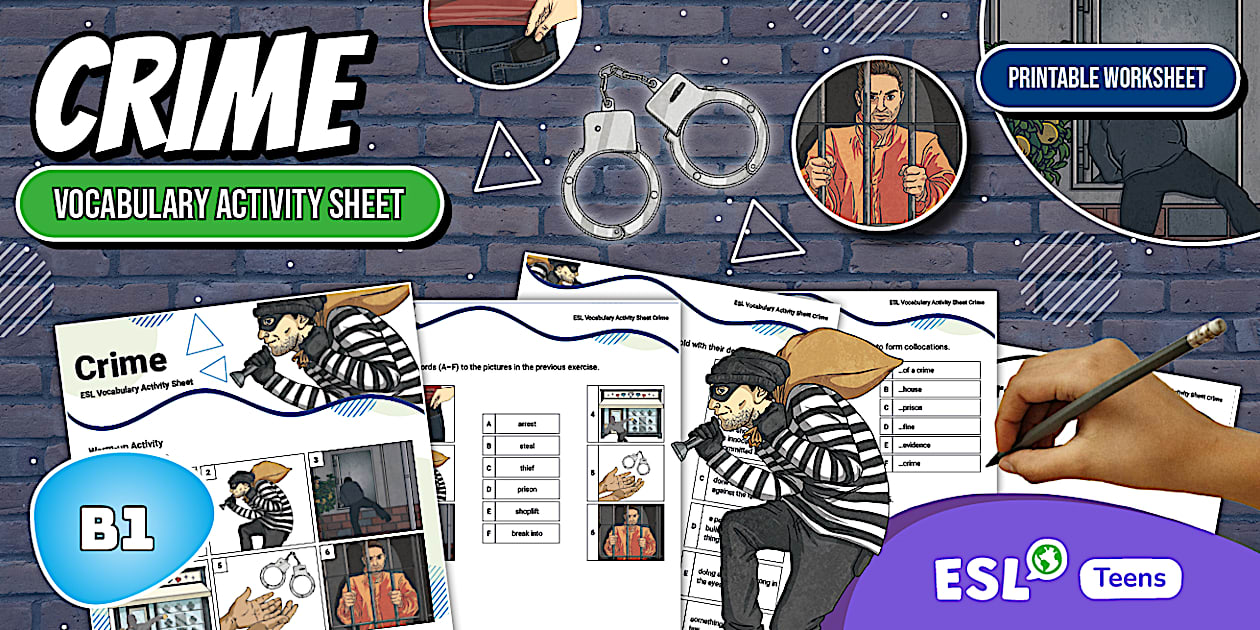 ESL Crime Vocabulary Activity Sheet for Teens