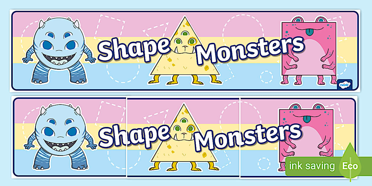 👉 Shape Monsters Display Banner - KS1 - Maths - Twinkl
