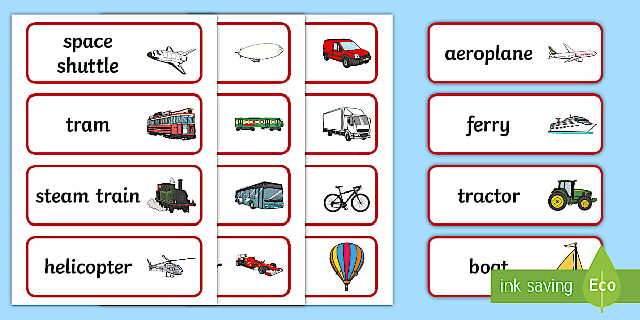 Transport Word Cards (teacher made) - Twinkl