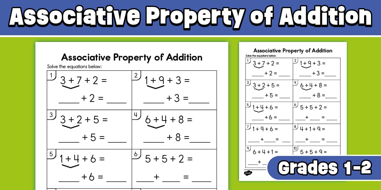 Associative Property of Addition Practice Worksheet