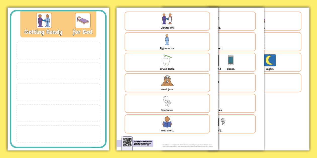 Twinkl Symbols: Getting Ready for Bed Sequencing Activity