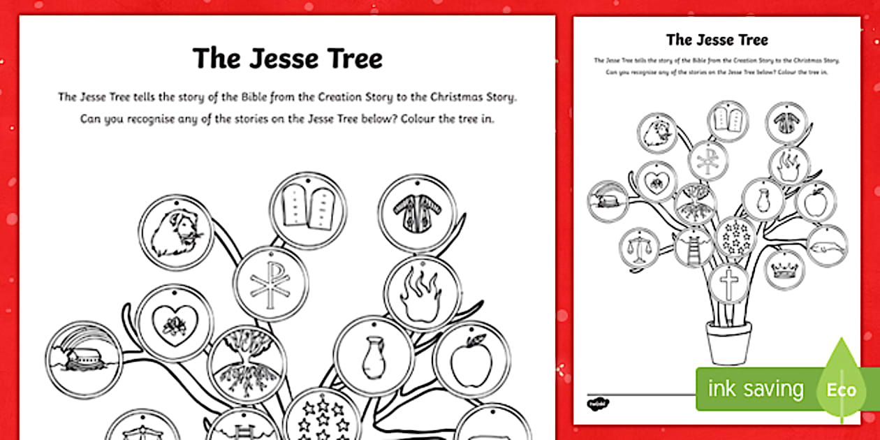 The Jesse Tree Colouring Page-Irish (teacher made) - Twinkl