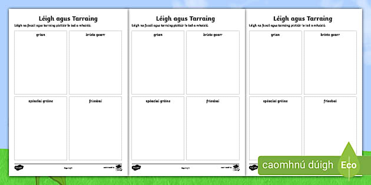 Summer Read and Draw Worksheet Gaeilge (teacher made)