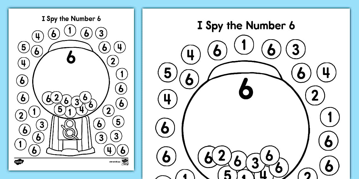 I Spy the Number 6 Worksheet - Twinkl