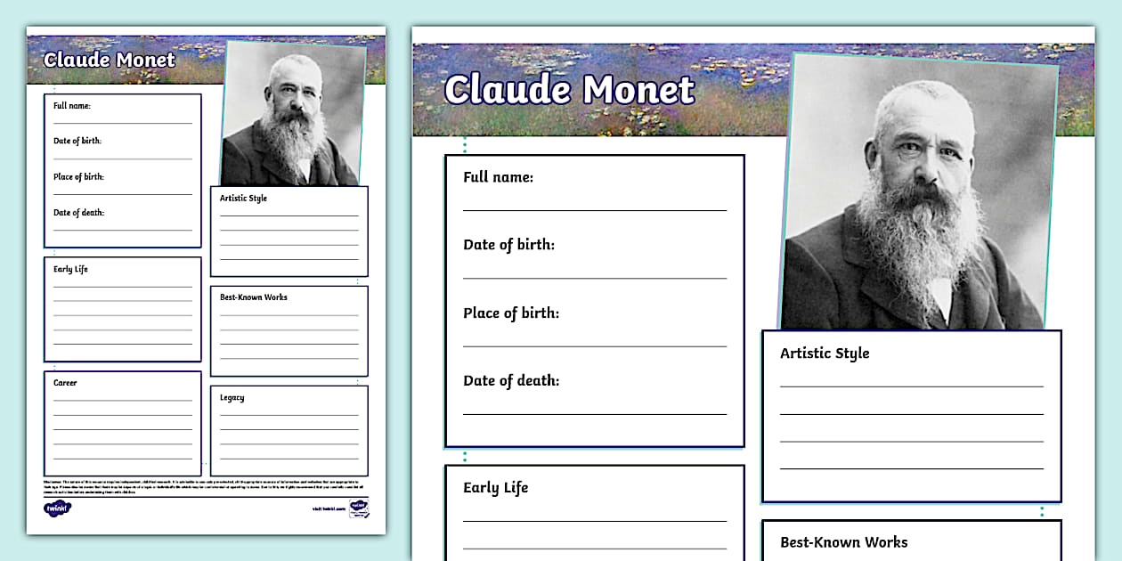KS2 Claude Monet Fact File,Monet (teacher made) - Twinkl