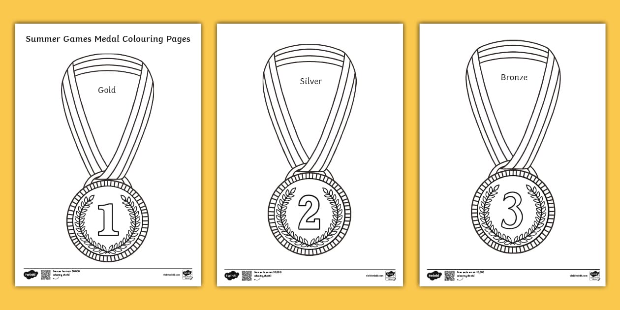 Summer Games Medal Colouring Pages - Activities - Twinkl