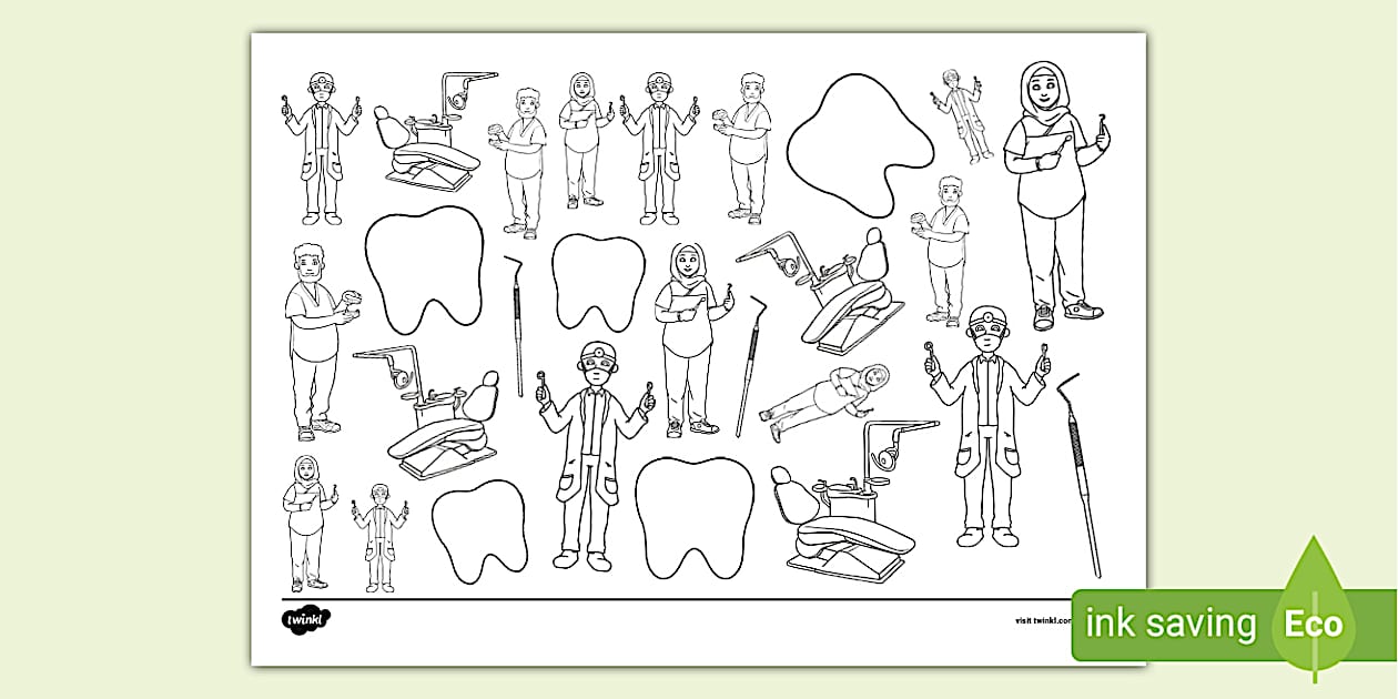 Dentist Doodle Colouring Page (teacher made) - Twinkl