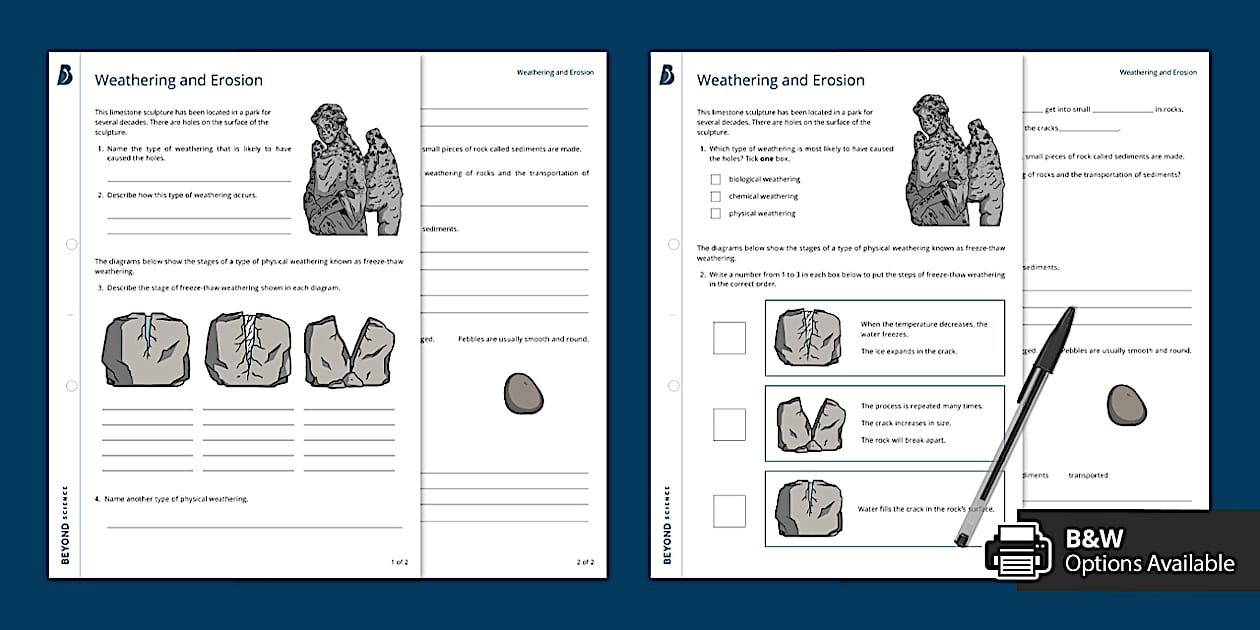 KS3 Weathering Homework Worksheet | Rock Cycle | Beyond