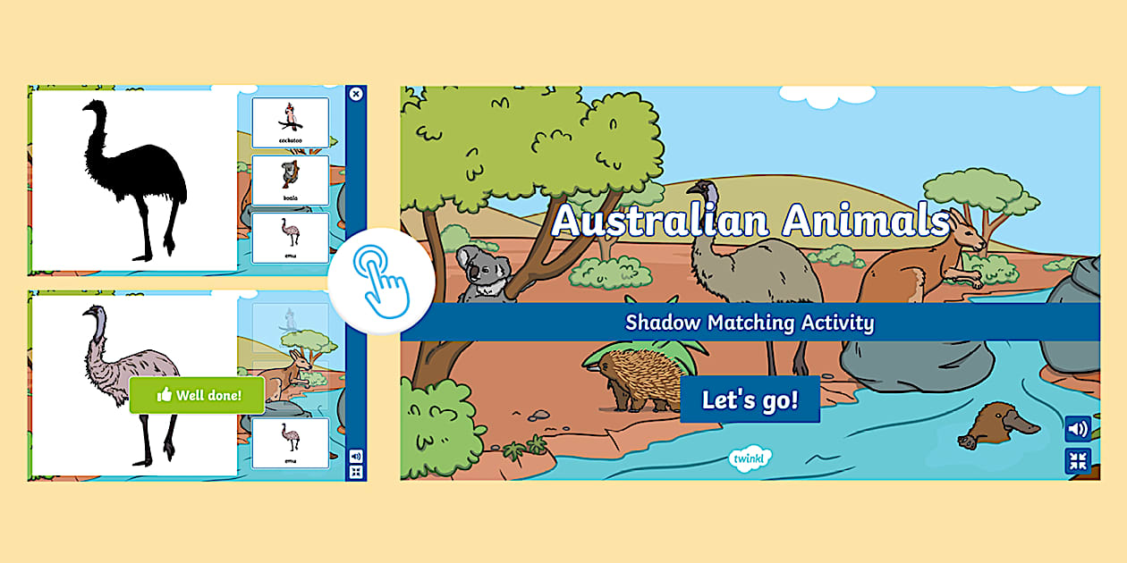 Australian Animals Interactive Shadow Matching Game - Twinkl