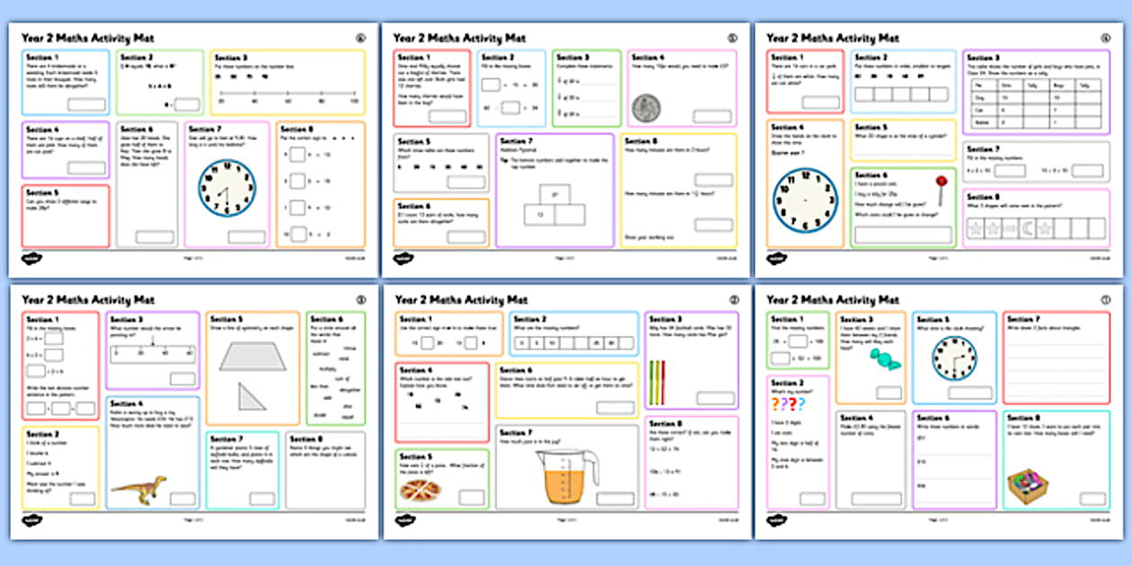 Year 2 Maths Activity Mats - Summer (teacher made) - Twinkl