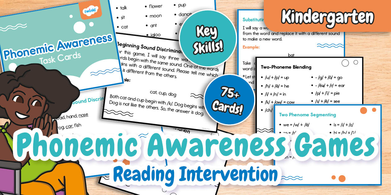 Reading Intervention Task Cards: Phonemic Awareness Games