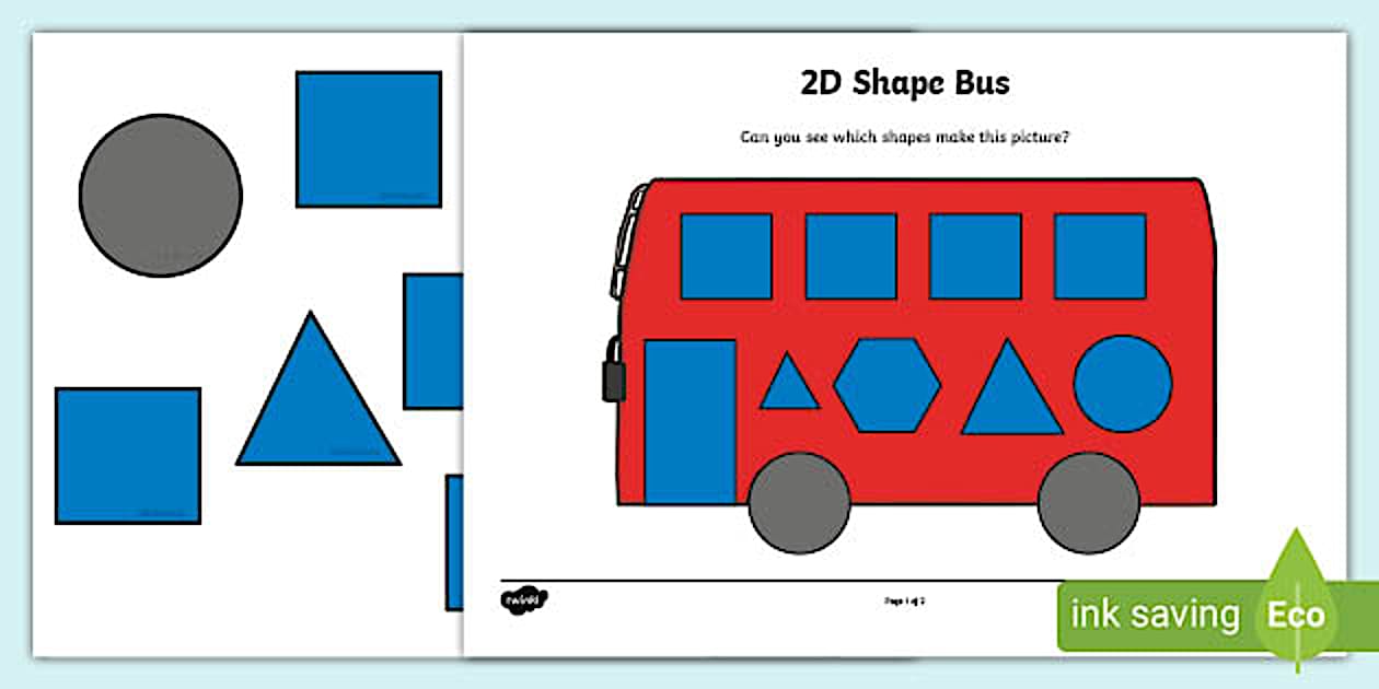 👉 2D Shape Bus Cut and Stick Activity - KS1 Maths