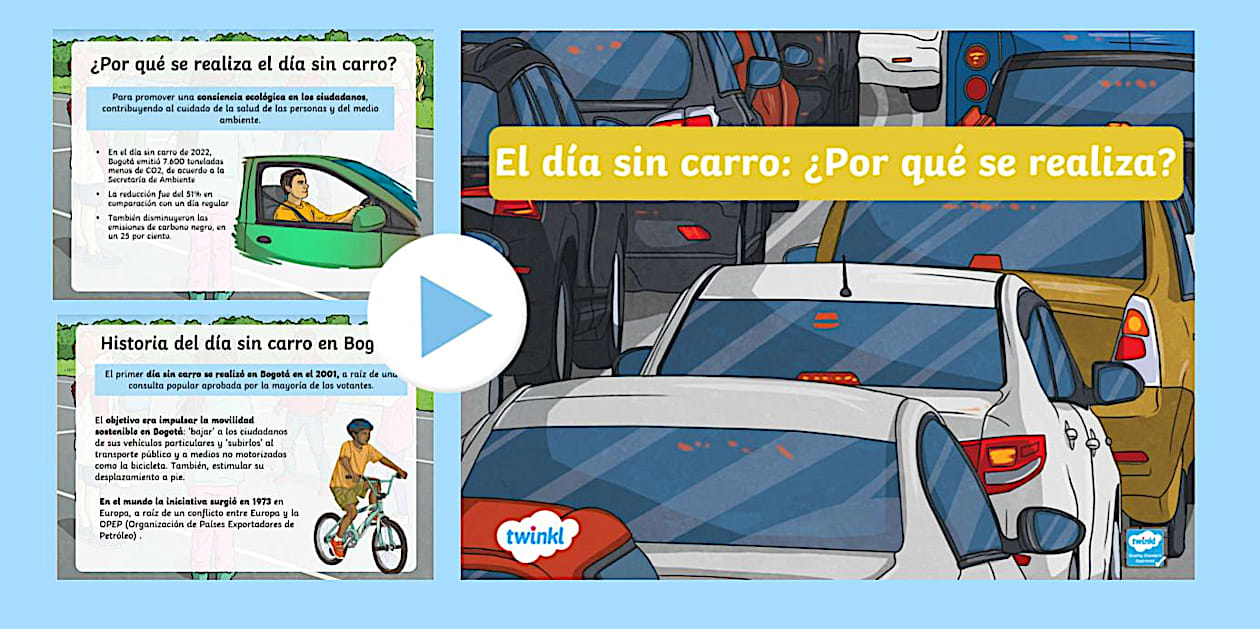 Día sin carro en Colombia - Presentación escolar - Twinkl