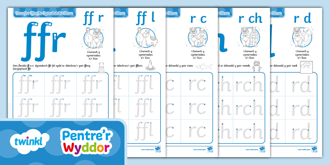 Pentre'r Wyddor: Taflenni Dargopïo Cytseiniaid Clwm 4