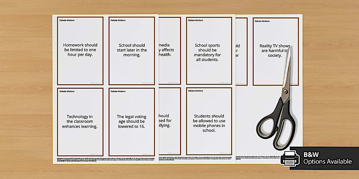 Debate Motions Challenge Cards (teacher made) - Twinkl