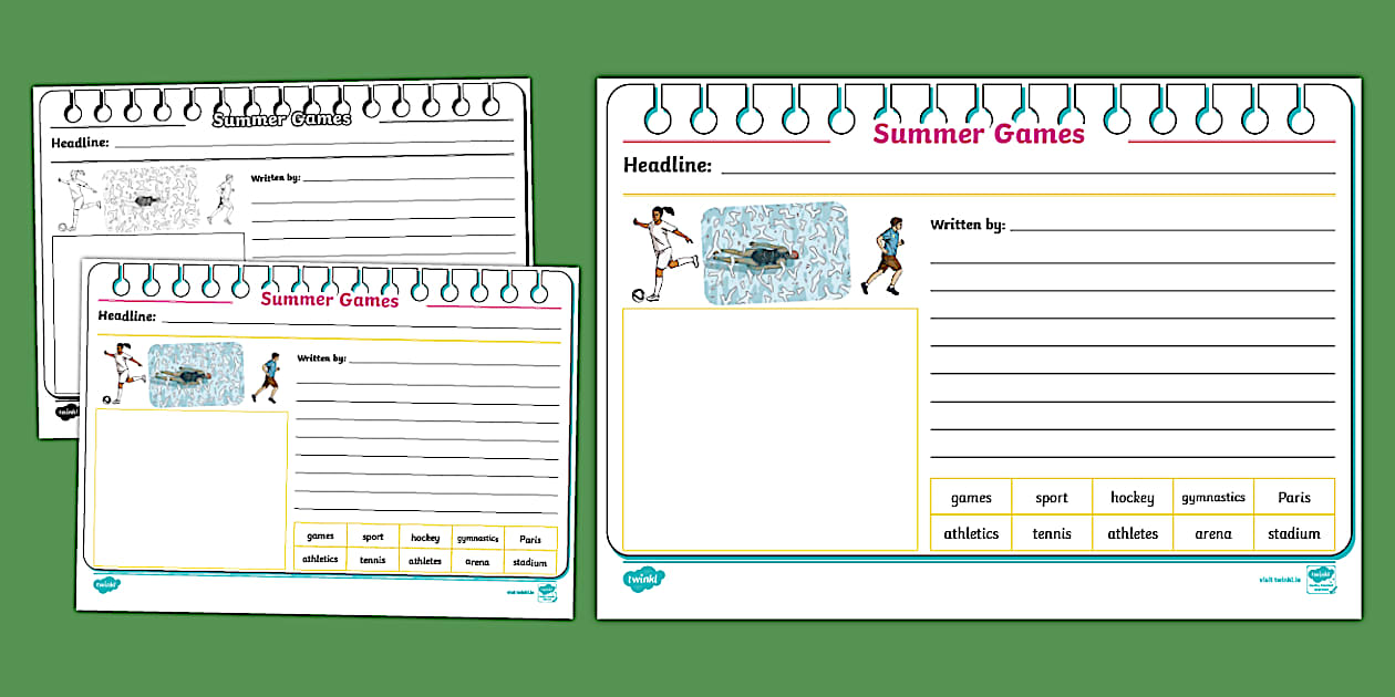 Summer Games Newspaper Writing Template