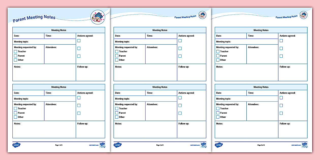 My Teaching File: Parent Meeting Notes (Teacher-Made)