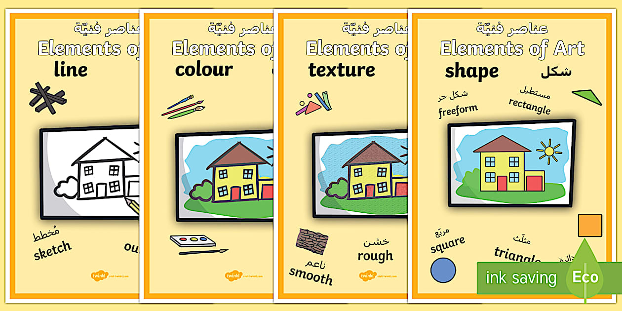 Elements of Art Display Posters Arabic Translation - Arabic/English
