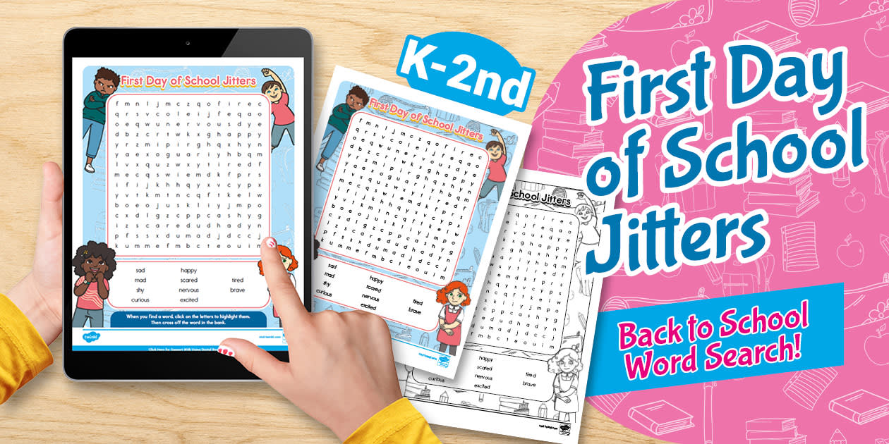 First Day of School Jitters Word Search - Twinkl
