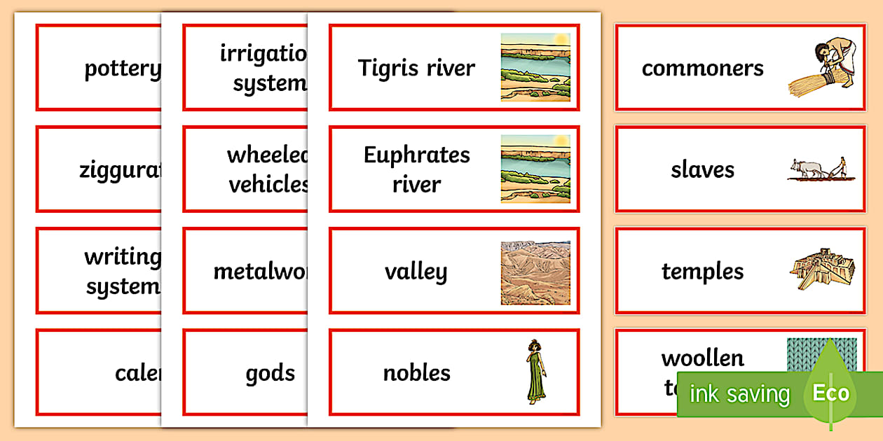 Ancient Mesopotamia Word Cards (teacher made) - Twinkl