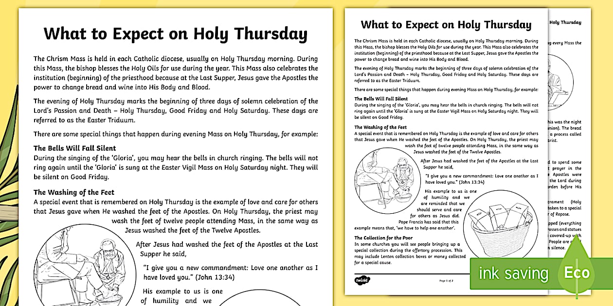 NI Catholic KS2 What to Expect on Holy Thursday Fact File