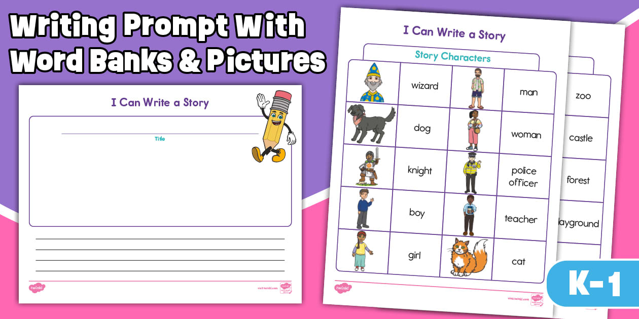Story Writing Prompt With Word Banks and Pictures for K-1