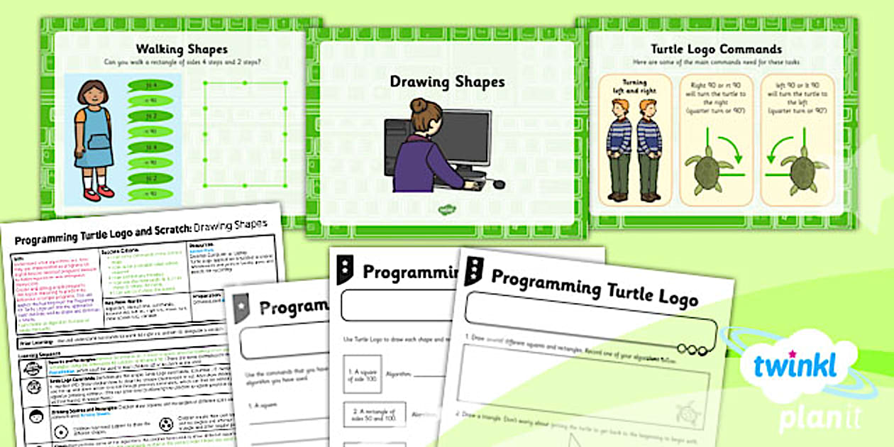 Computing Programming Turtle Logo And Scratch Drawing Shapes Year 2 Lesson