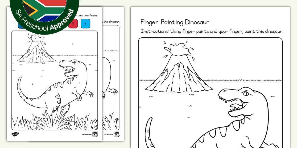 Preschool Creative Arts - Fingerpainting - Dinosaur - Twinkl
