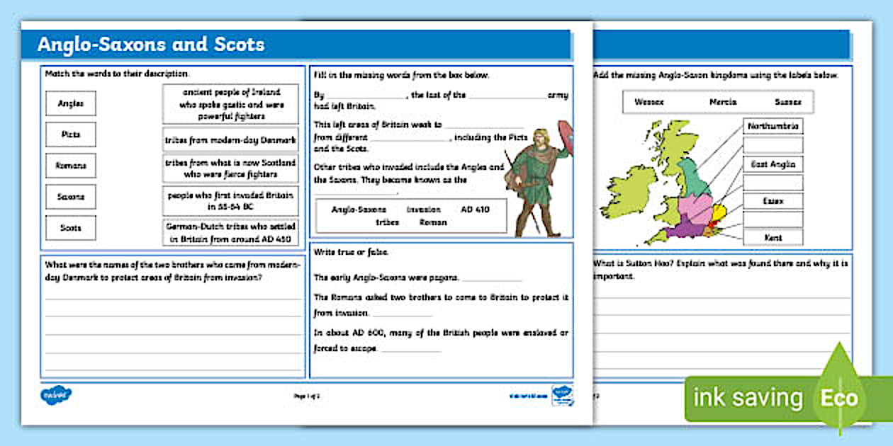 LKS2 Revision Activity Mat: Anglo-Saxons and Scots - Twinkl