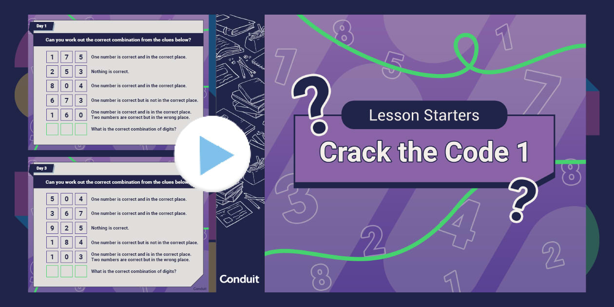 Crack the Code - Five Lesson Starters PowerPoint - Twinkl