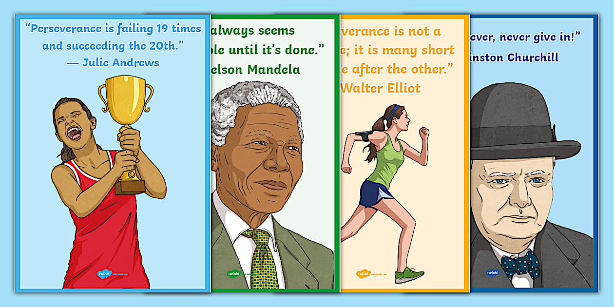 Perseverance Quotes Poster Pack (teacher made) - Twinkl