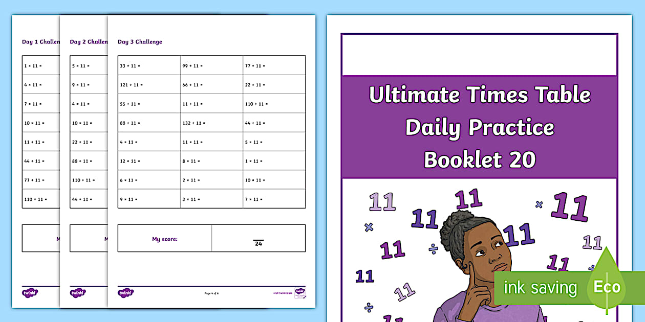 Ultimate Times Table Daily Practice Booklet 20 - Twinkl