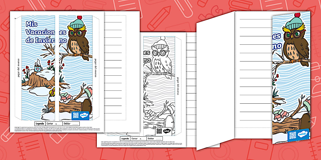 Plegable de Escritura: Mis Vacaciones de Invierno - Twinkl