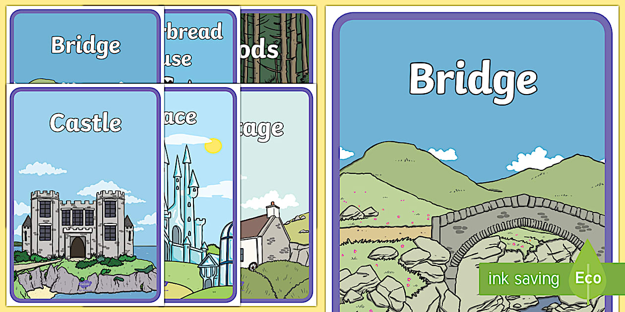 Editable Fairy Tale Settings Display Posters (teacher made)