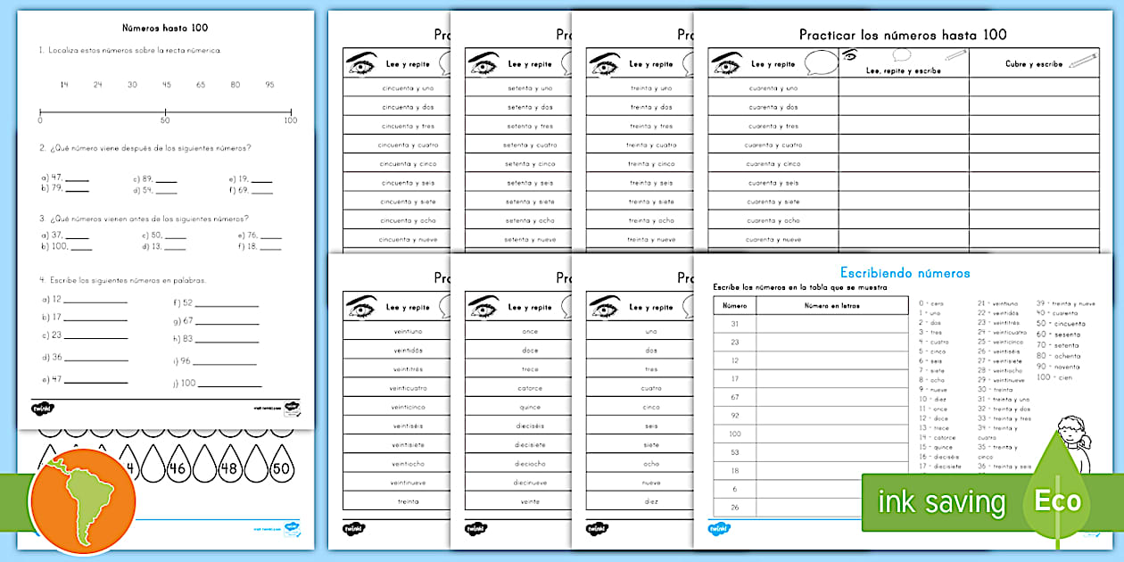 Pack de recursos: Secuencia y escritura de números - Twinkl
