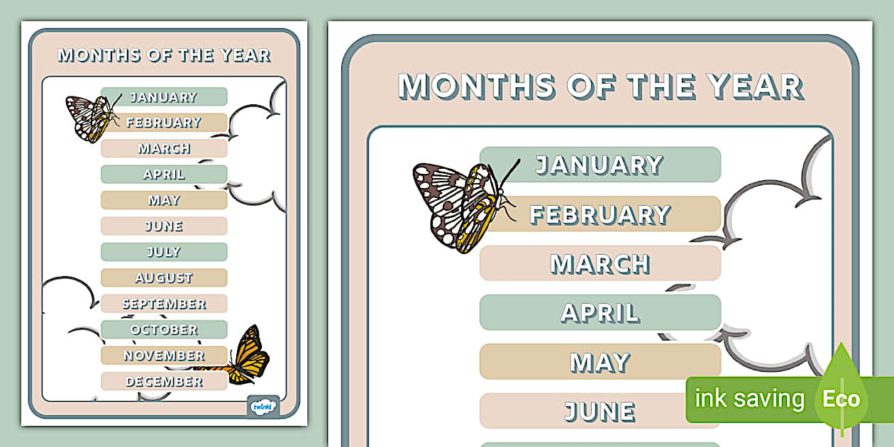 3D Effect Themed Months of the Year Display Poster, Months of the year ...