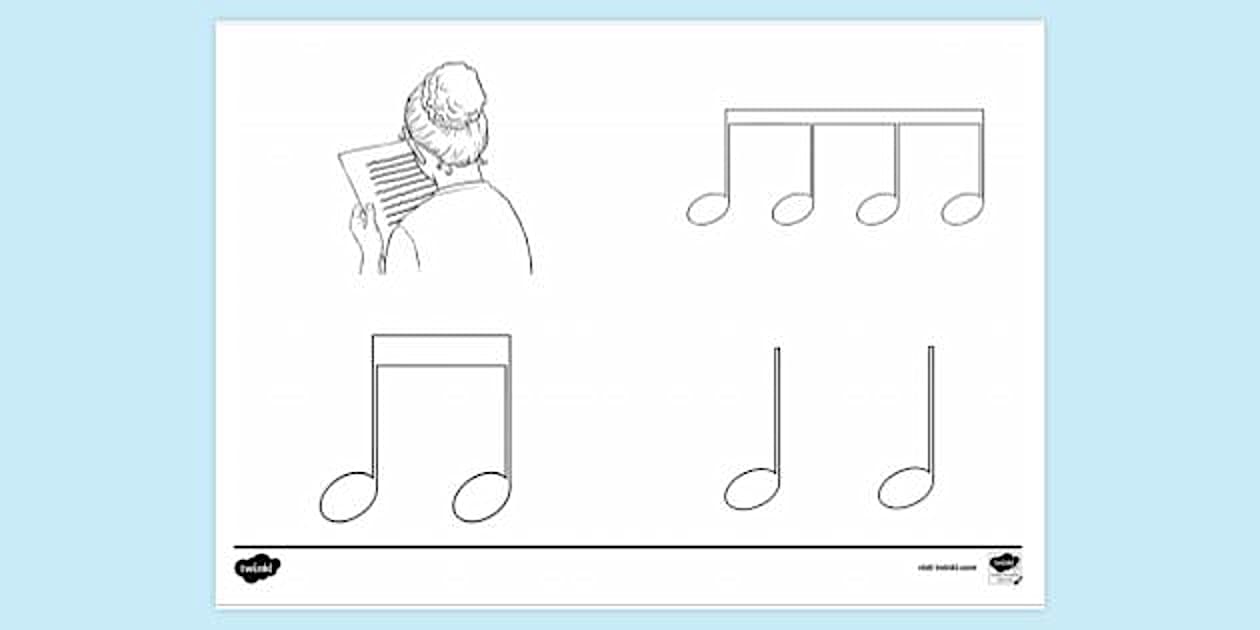 Musical Notes Colouring | Colouring Sheets - Twinkl