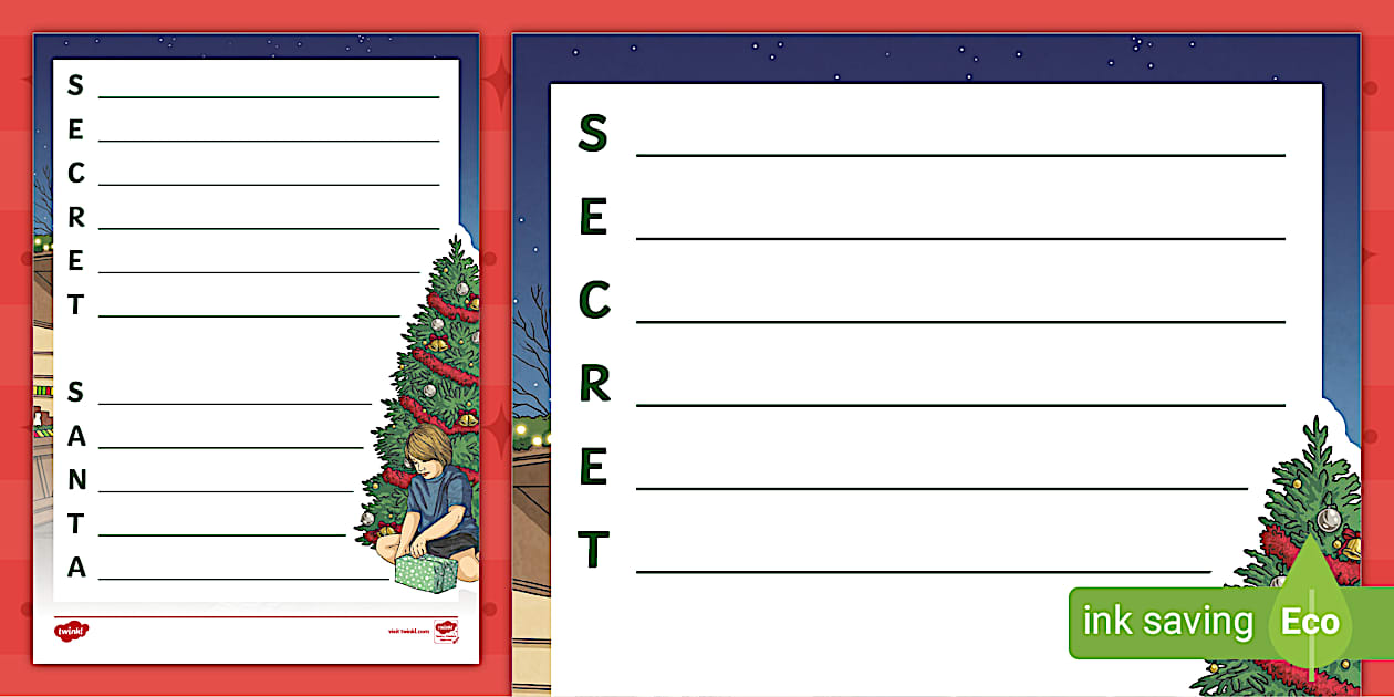 Secret Santa Acrostic Poem Template