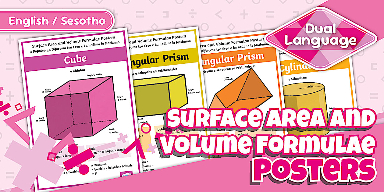 Surface Area and Volume Formulas Posters