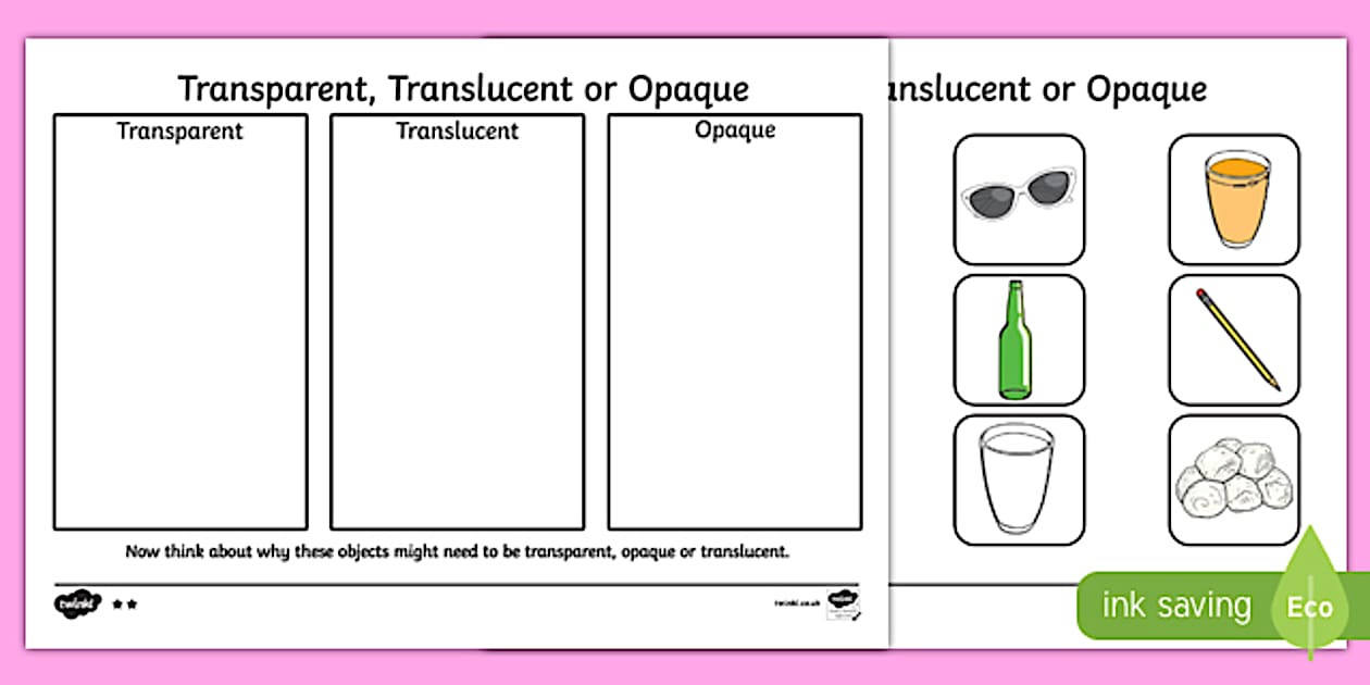 Editable Transparent Translucent or Opaque Sorting Activity