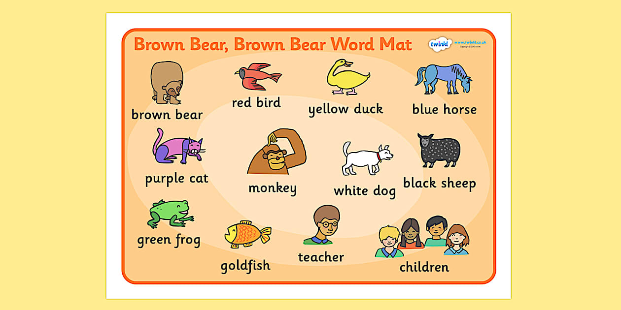 Editable Word Mat (Images) to Support Teaching on Brown Bear, Brown Bear