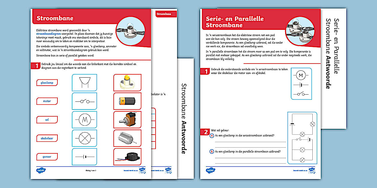 Serie en Parallel Stroombane Notas en Werkkaart - Twinkl